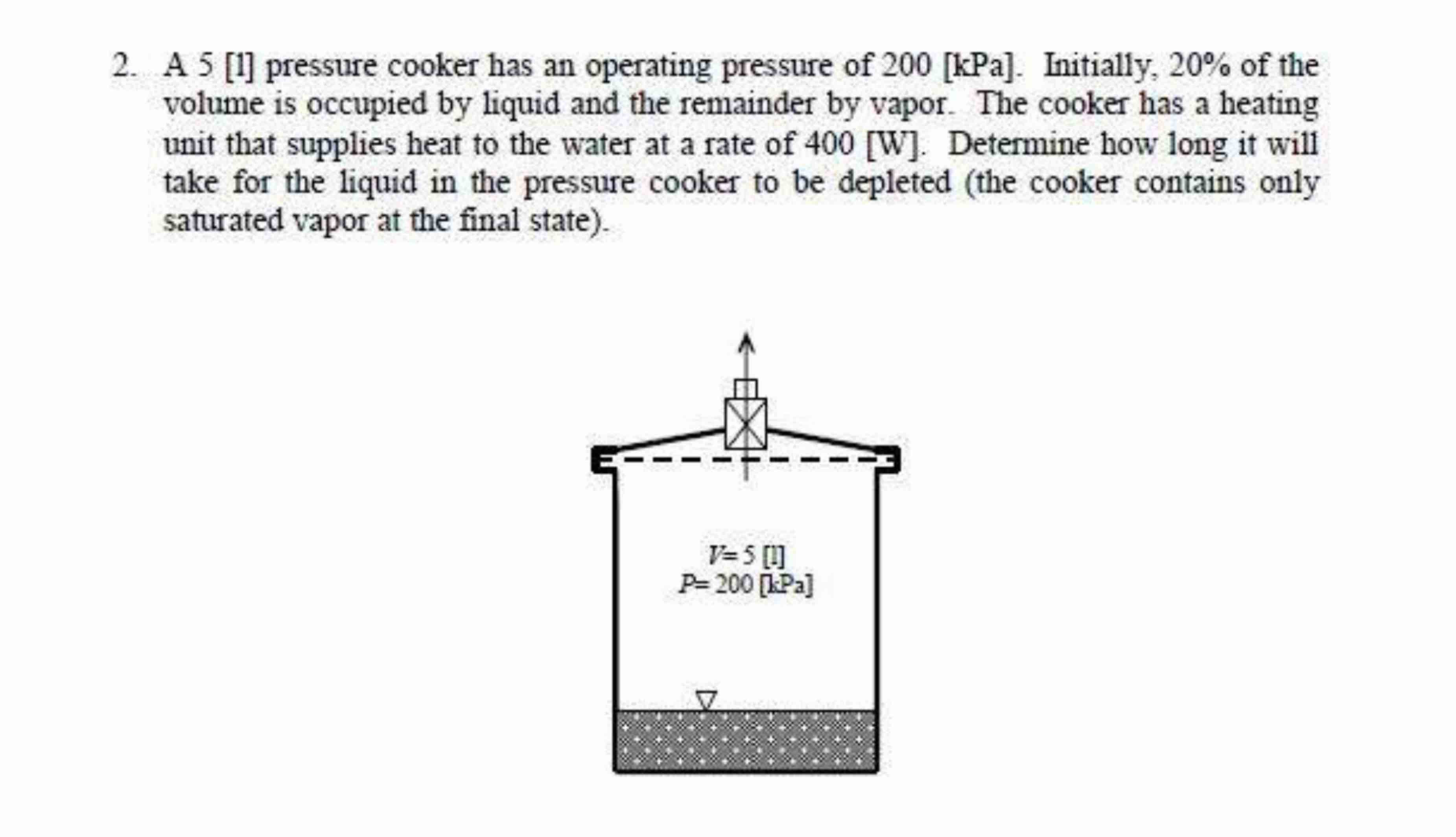 Solved 2. ﻿A 5 [1] ﻿pressure cooker has an operating | Chegg.com