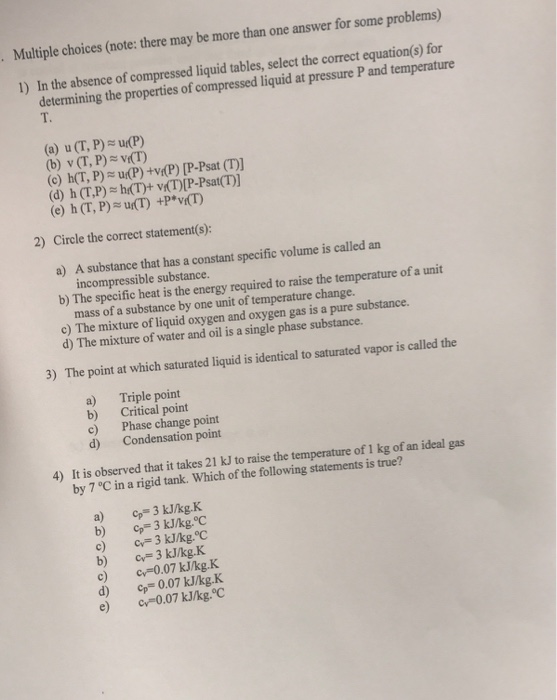 Solved Multiple choices (note: there may be more than one | Chegg.com