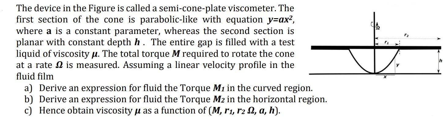 Solved The device in the Figure is called a semi-cone-plate | Chegg.com