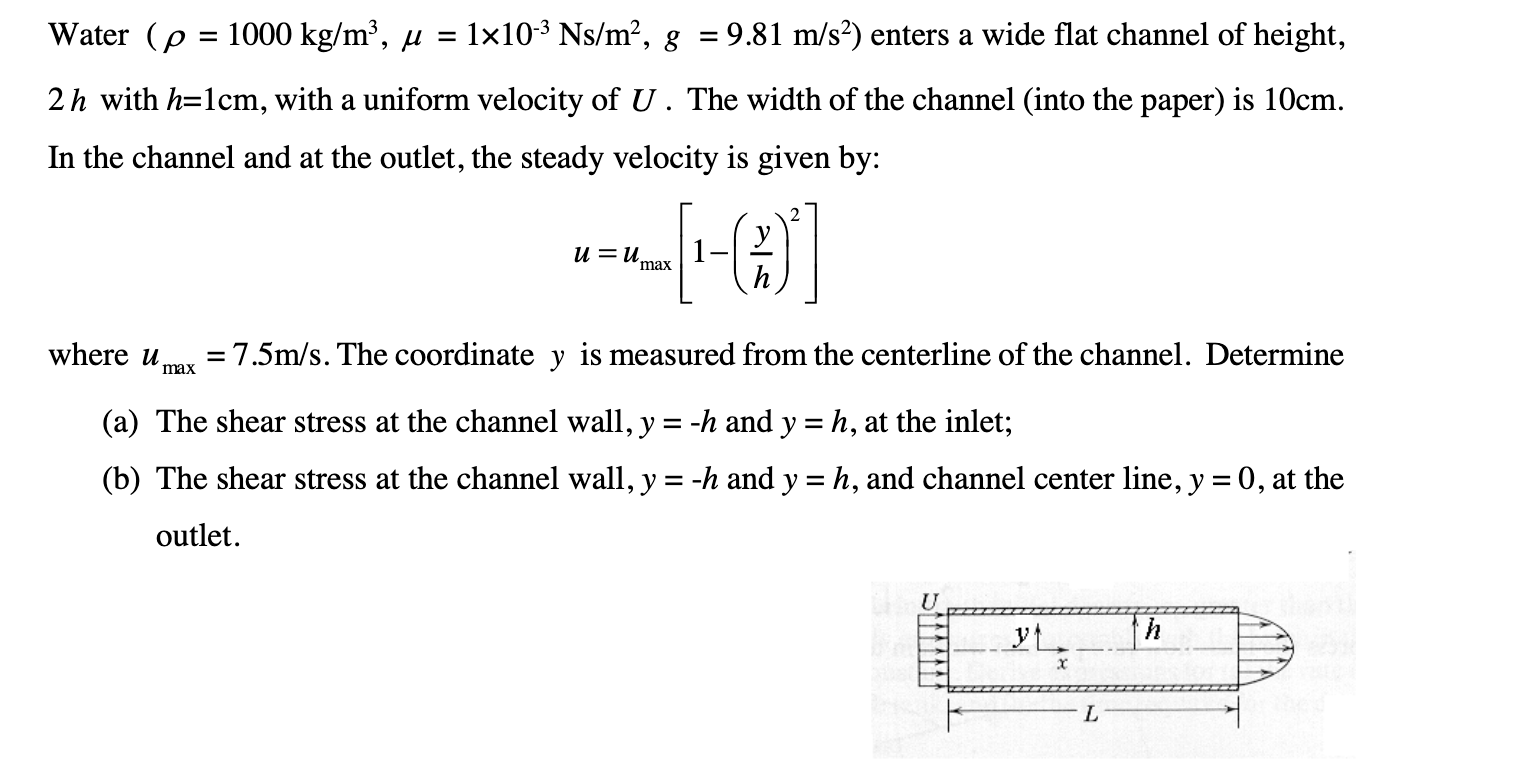 Solved Water (ρ=1000 kg/m3,μ=1×10−3Ns/m2,g=9.81 m/s2) enters | Chegg.com