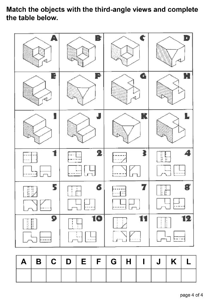 Solved Match the objects with the third-angle views and | Chegg.com