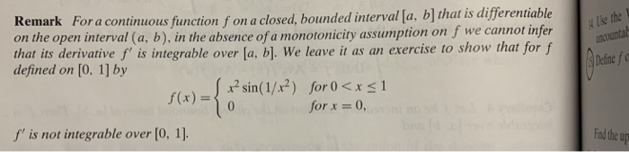 Solved Remark For a continuous function f on a closed, | Chegg.com