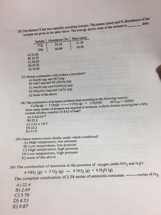 Solved 26) The element X has two naturally occurring | Chegg.com