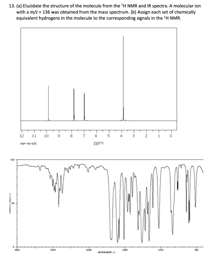 Solved 13. (a) Elucidate the structure of the molecule from | Chegg.com