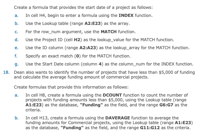 Solved Create a formula that provides the start date of a | Chegg.com