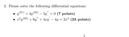Solved Please solve the following differential equations: - | Chegg.com