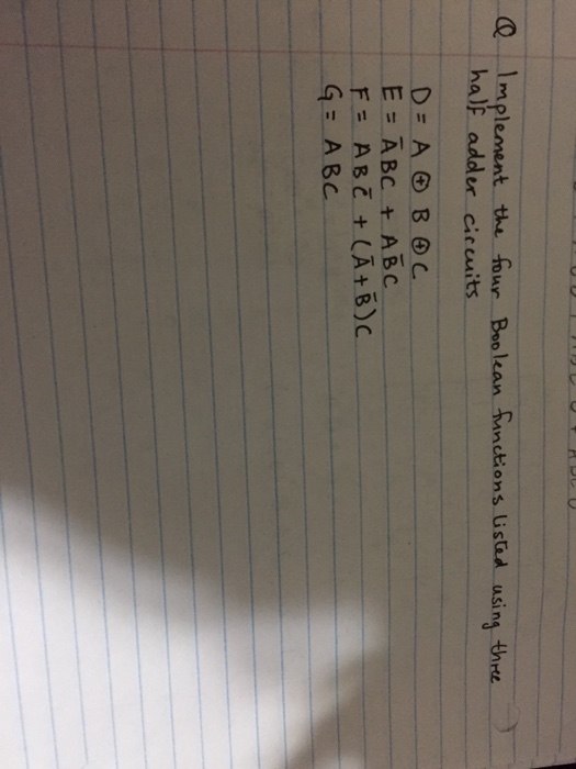 Solved Implement The Four Boolean Functions Listed Using