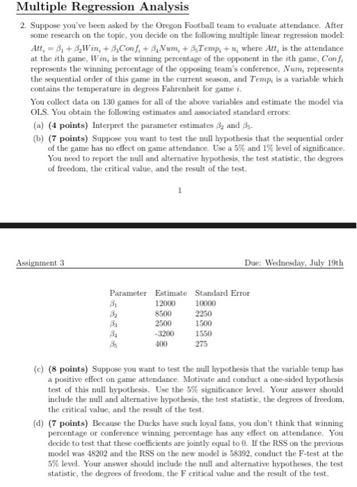 Solved Multiple Regression Analysis Suppose you've been | Chegg.com