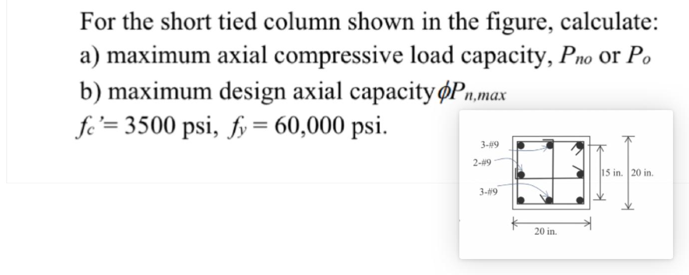 Solved For the short tied column shown in the figure, | Chegg.com Solved For the short tied column shown in the figure, | Chegg.com