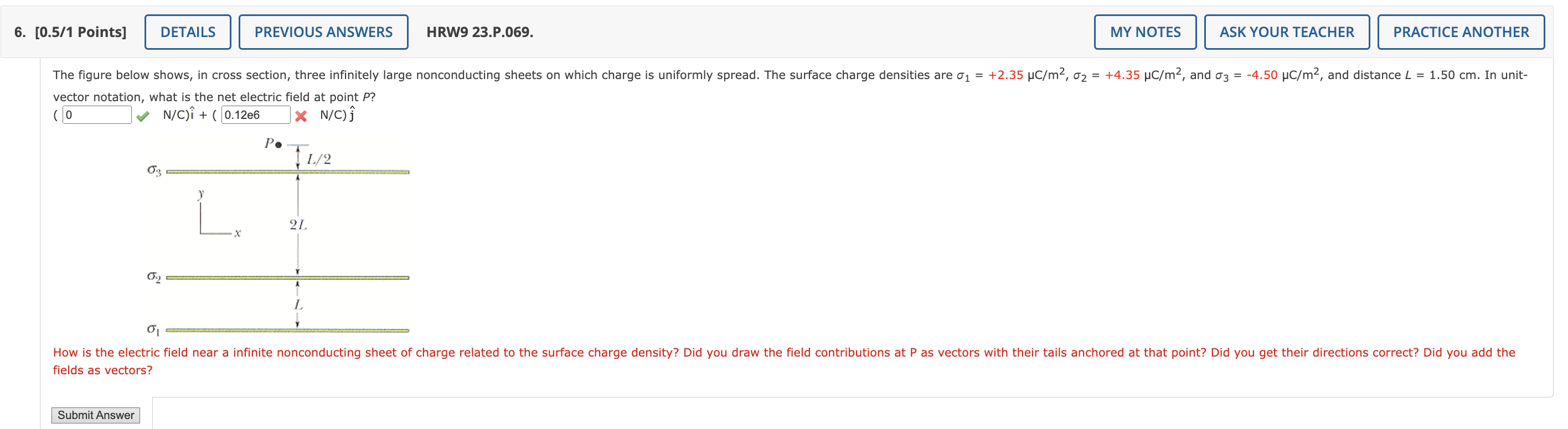 Solved vector notation, what is the net electric field at | Chegg.com