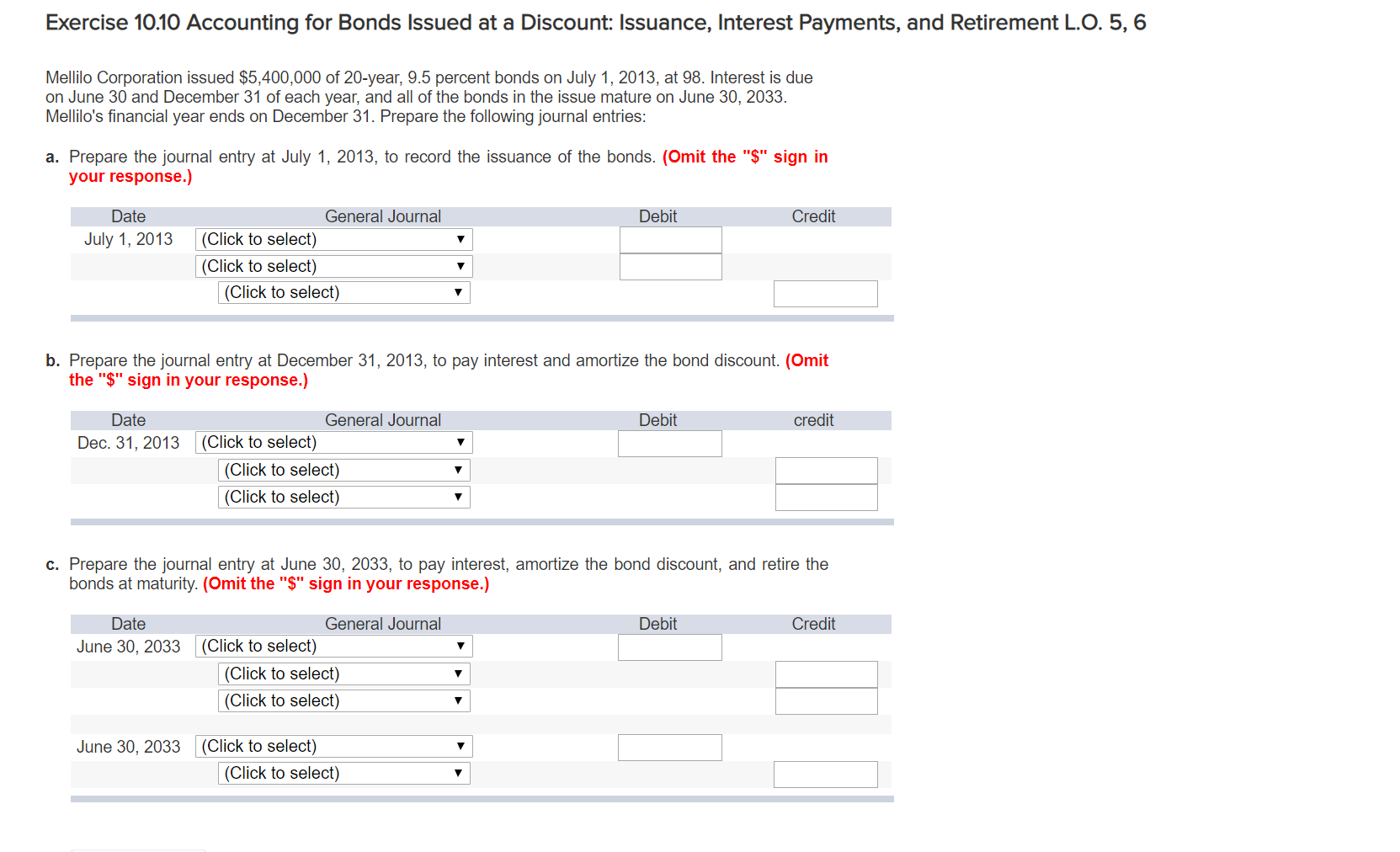 Solved Exercise 10.10 Accounting for Bonds Issued at a | Chegg.com