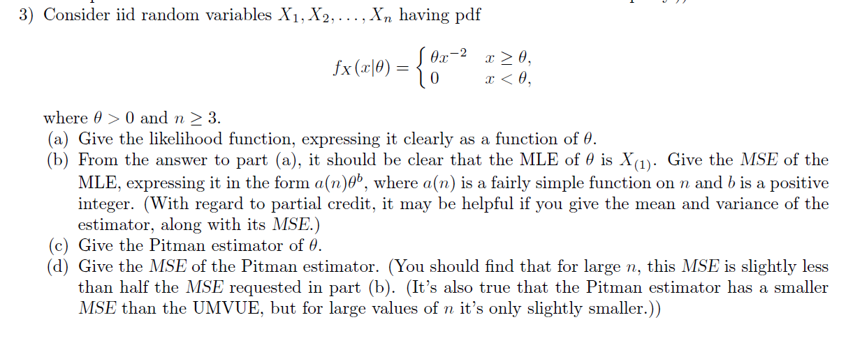 3) Consider iid random variables X1, X2, ..., Xn | Chegg.com