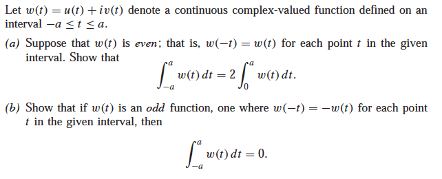 Solved Let w(t) = u(t) +iv(t) denote a continuous | Chegg.com
