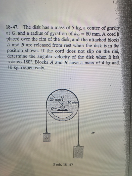 Solved The disk has a mass of 5 kg, a center of gravity at | Chegg.com