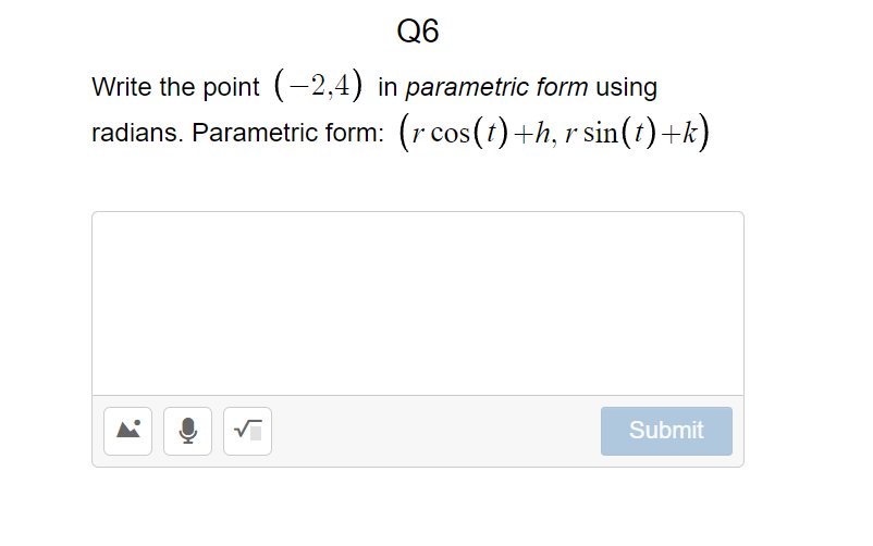 Solved Write the point (−2,4) in parametric form using | Chegg.com