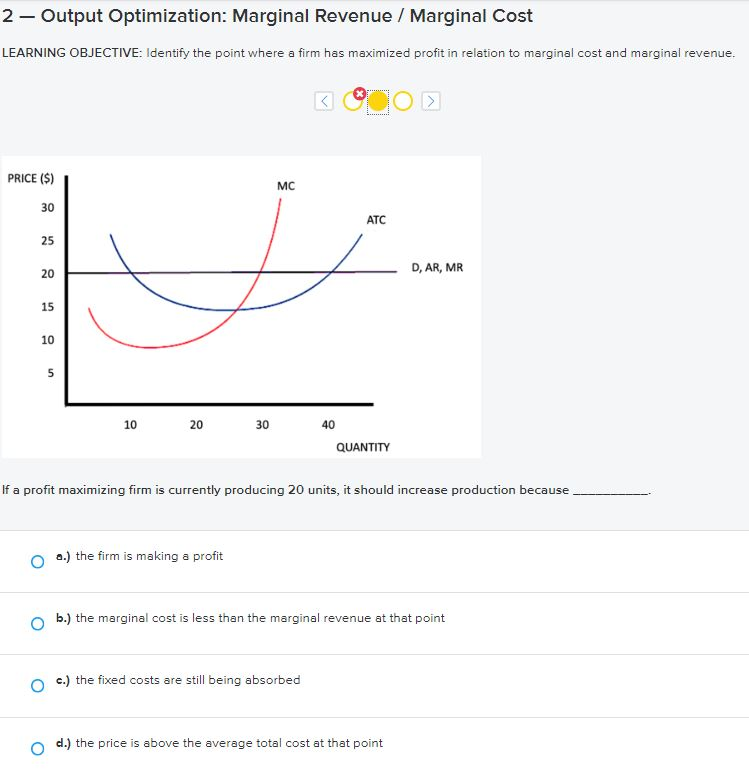 Solved 2- Output Optimization: Marginal Revenue / Marginal | Chegg.com