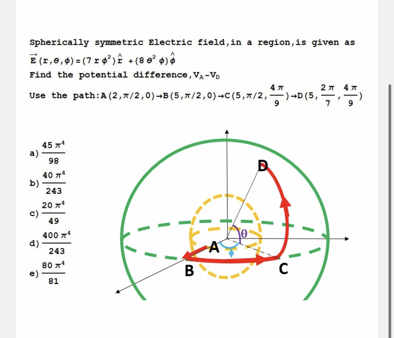 Solved Spherically symmetric Electric field, in a region, is | Chegg.com