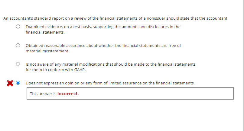 Solved in accountant's standard report on a review of the | Chegg.com