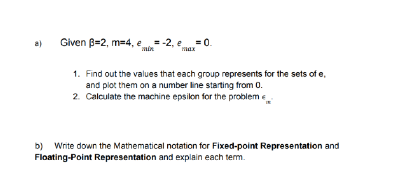 Solved Given B=2, m=4, e -2, e = 0. min max 1. Find out the | Chegg.com