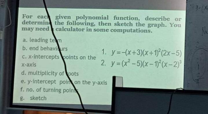 Solved For each given polynomial function, describe or | Chegg.com