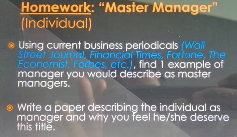Solved Homework: “Master Manager" (Individual) o Using | Chegg.com