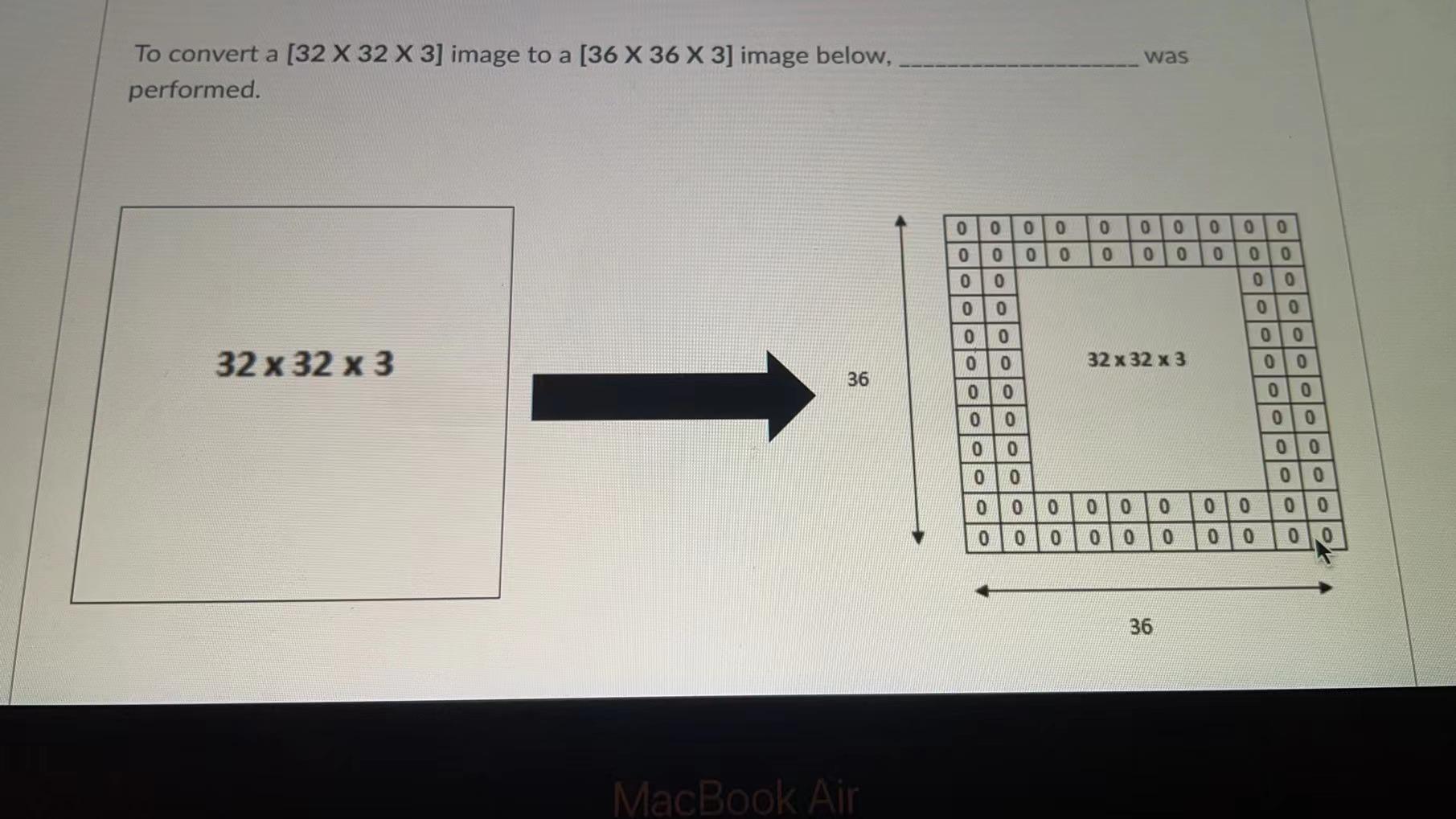 Solved was To convert a [32 X 32 X 3] image to a [36 X 36 X | Chegg.com