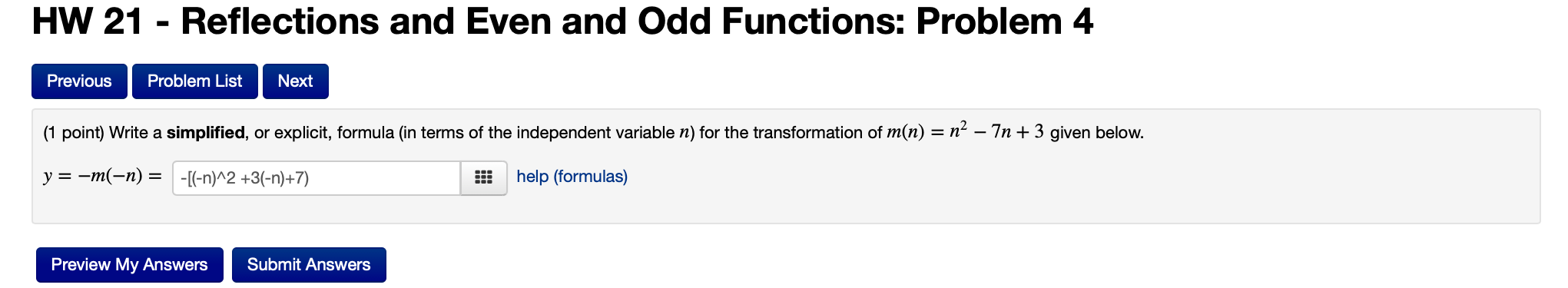 Solved HW 21 - Reflections and Even and Odd Functions: | Chegg.com
