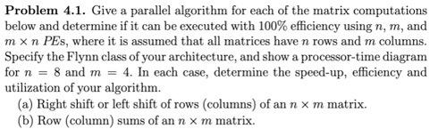 Solved Problem 4.1. Give a parallel algorithm for each of | Chegg.com