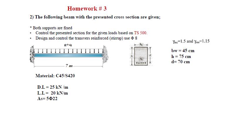 Solved 2) The following beam with the presented cross | Chegg.com