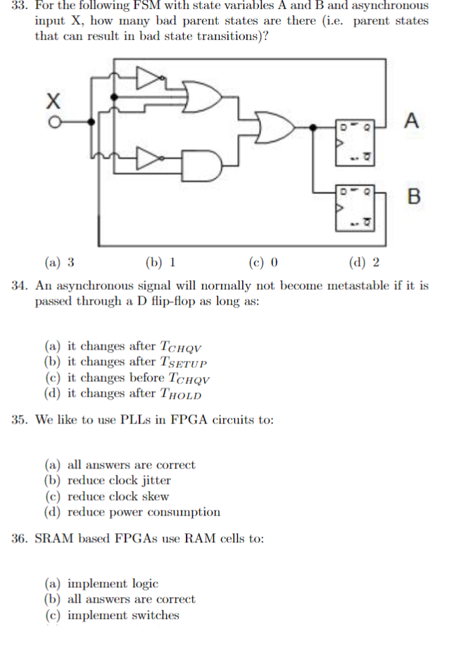 Solved 33. For the following FSM with state variables A and | Chegg.com