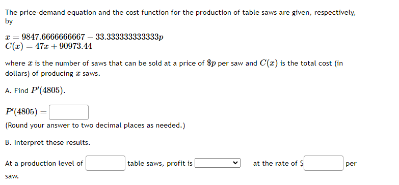 Solved The Price Demand Equation And The Cost Function For