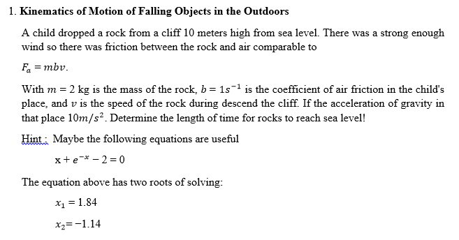 Solved 1. Kinematics of Motion of Falling Objects in the | Chegg.com