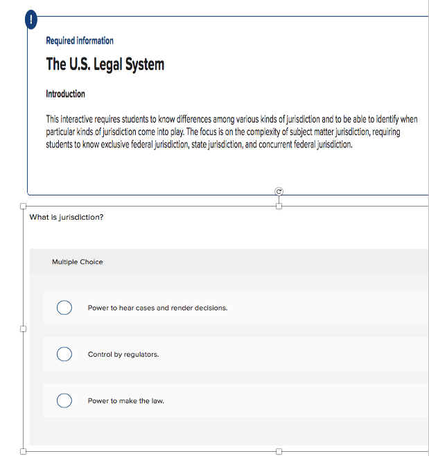 Solved Required information The U.S. Legal System | Chegg.com