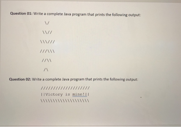 Solved Question 01: Write a complete Java program that | Chegg.com