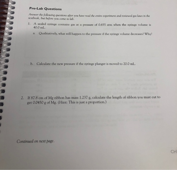 Solved Pre-Lab Questions Answer the following questions | Chegg.com