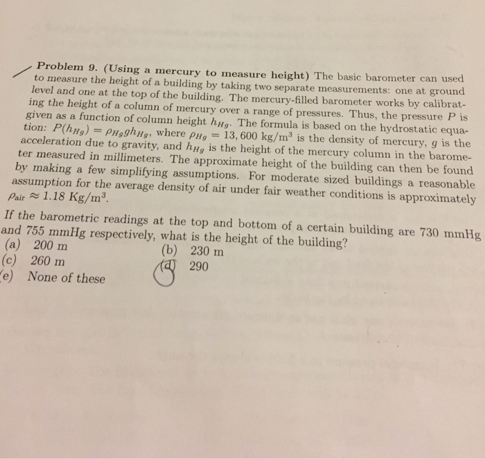 Solved The basic barometer can have used to measure the | Chegg.com