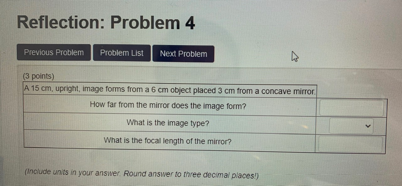 Solved Reflection Problem 4 Previous Problem Problem List Chegg