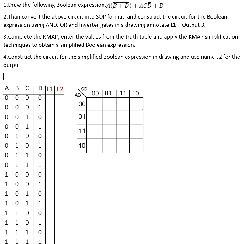 Solved 1.Draw the following Boolean expression. AB+ D) + ACD | Chegg.com