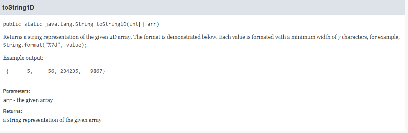 Solved toString1D public static java.lang. String | Chegg.com