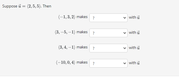 Solved Suppose u= 2,5,5 . Then \begin{tabular}{|c|c|} | Chegg.com