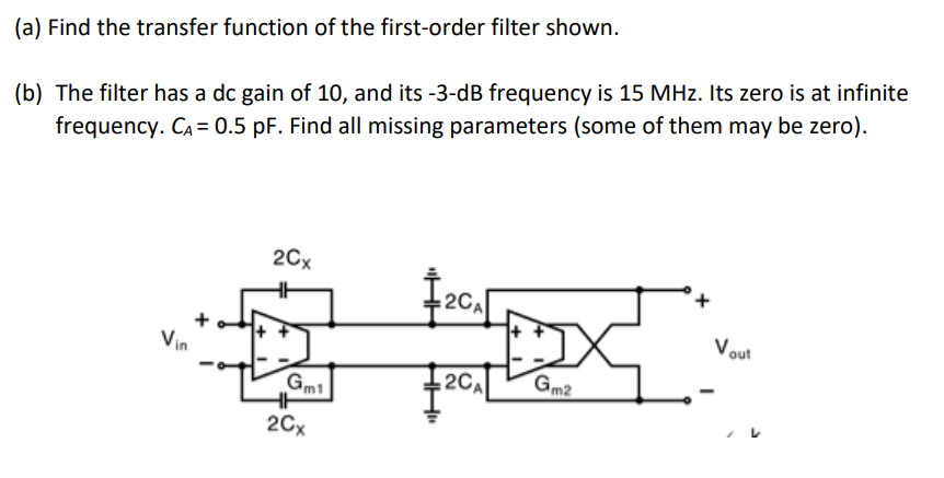 Solved (a) Find the transfer function of the first-order | Chegg.com