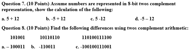 Solved Question 7. (10 Points) Assume numbers are | Chegg.com