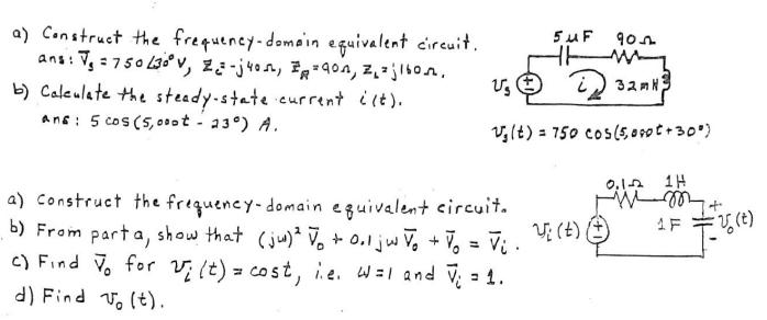 Solved 5 UF th 90.1 a) Construct the frequency-domain | Chegg.com