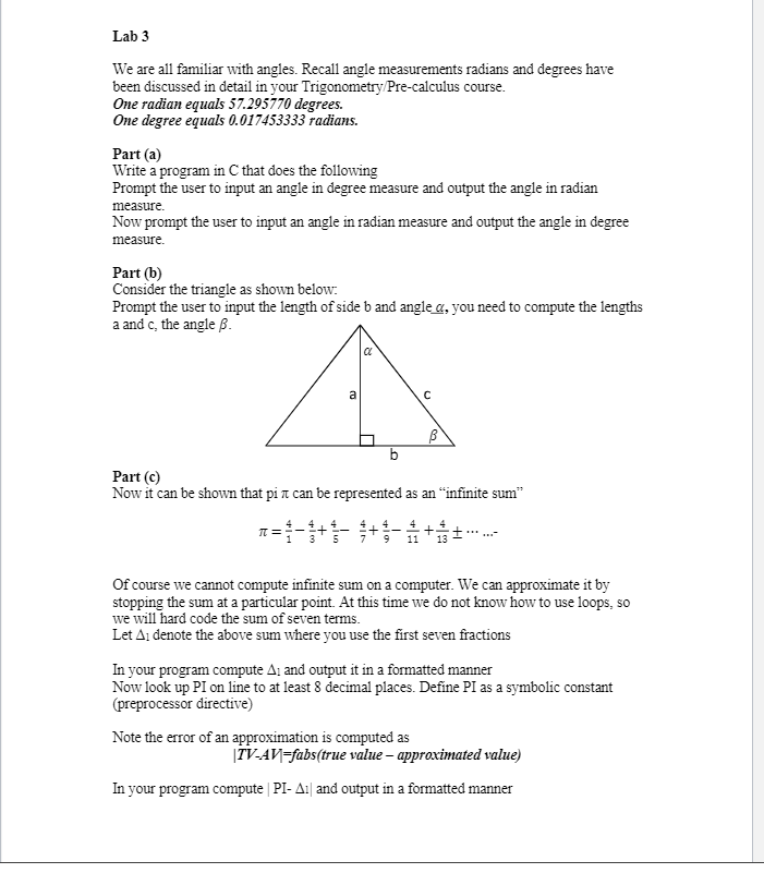 Solved Lab 3 We are all familiar with angles. Recall angle | Chegg.com