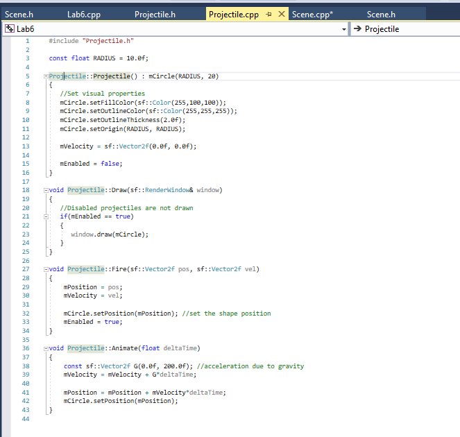 Scene.cpp* = X Scene.h () Scene Scene.h Lab6.cpp | Chegg.com