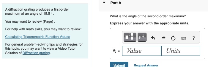 Solved A diffraction grating produces a first-order maximum | Chegg.com