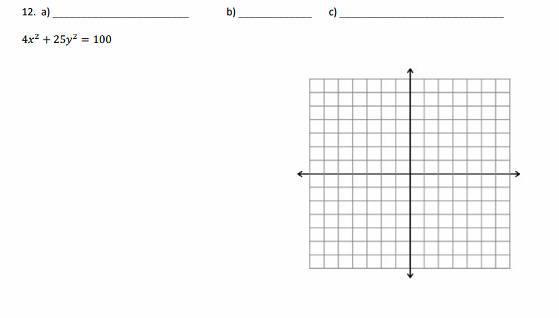 Solved 12. a) b) 4x2 + 25y2 = 100 7 | Chegg.com