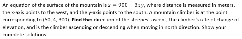 Solved An equation of the surface of the mountain is | Chegg.com