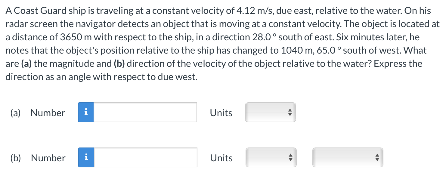 Solved A Coast Guard ship is traveling at a constant | Chegg.com