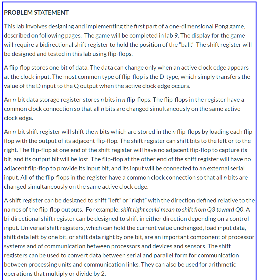 Solved PROBLEM STATEMENT This lab involves designing and | Chegg.com